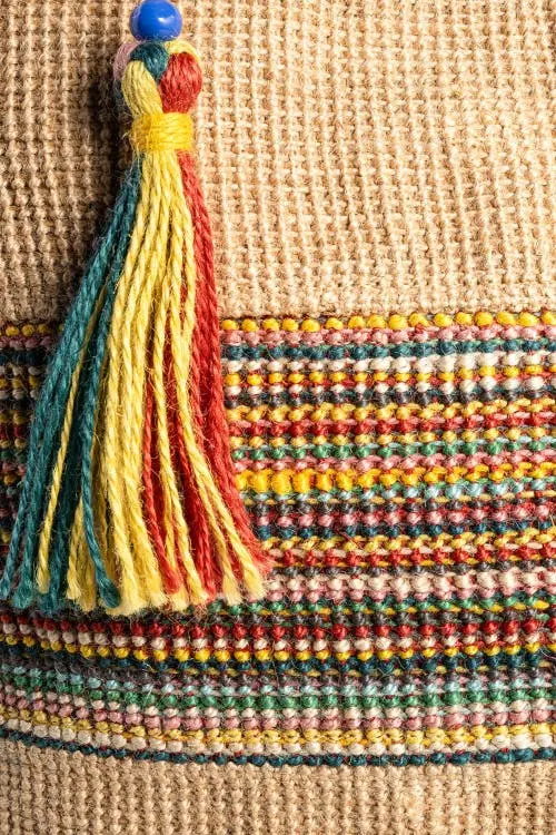 ZSA ZSA ZSU Kolkata Handcrafted Jute Tote 13x12x4