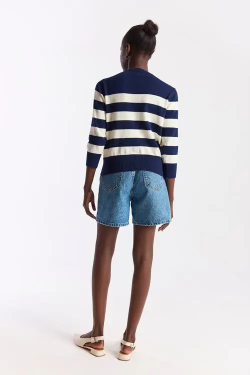 WISPR Striped Cropped Cardigan