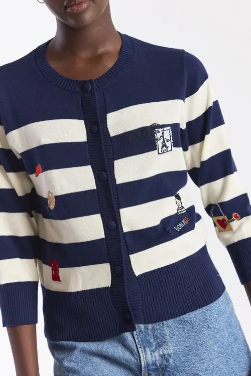 WISPR Striped Cropped Cardigan