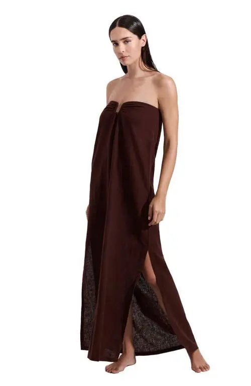 LUMA GOTTEX La Mar U Wire Midi Dress Cover-up - Brown