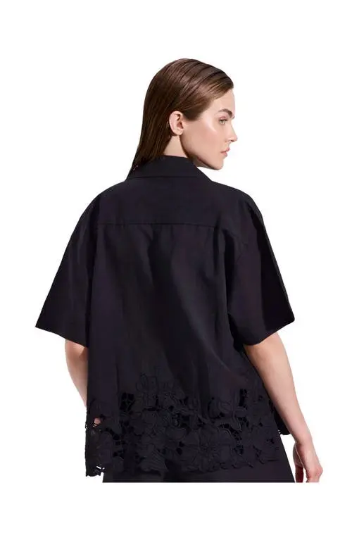 LUMA GOTTEX Amalfi Lace Button-down Shirt - Black