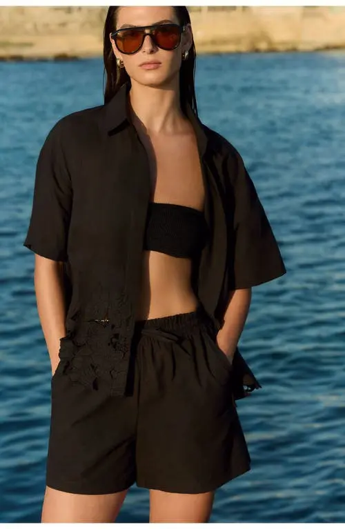 LUMA GOTTEX Amalfi Lace Button-down Shirt - Black