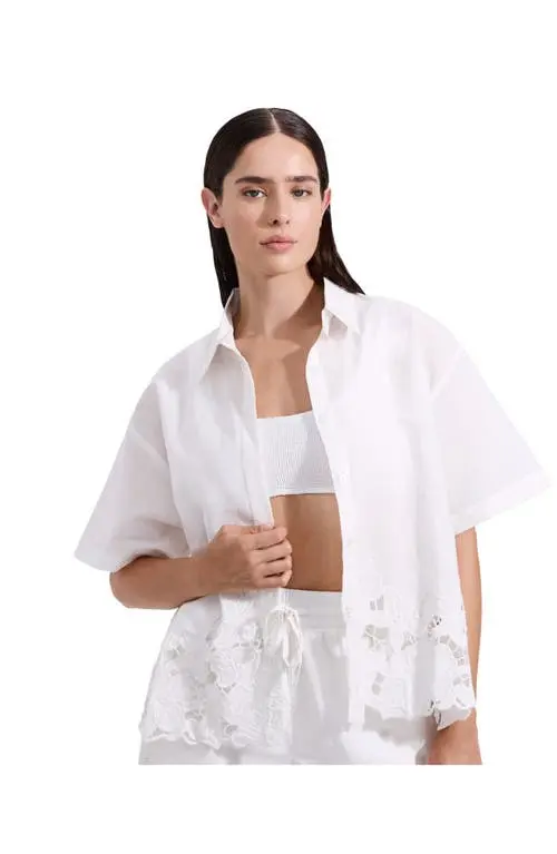 LUMA GOTTEX Amalfi Lace Button-down Shirt - White