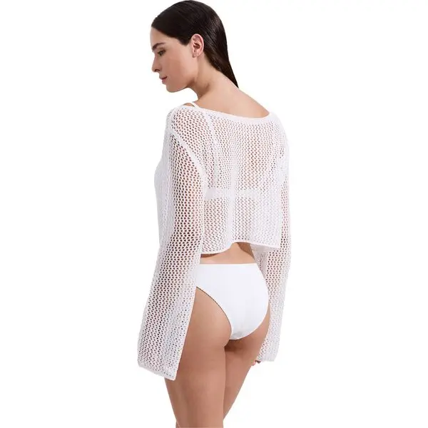 LUMA GOTTEX Monaco Net Crochet Crop Top Cover-up - Off-white