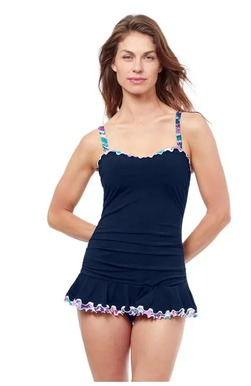 GOTTEX Canva Tricolore D-cup Swimdress - Navy