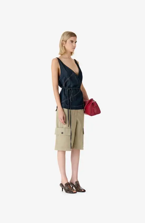IRO PARIS Renata Denim Wrap Top