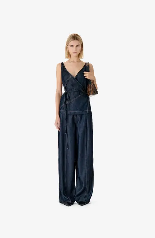 IRO PARIS Renata Denim Wrap Top