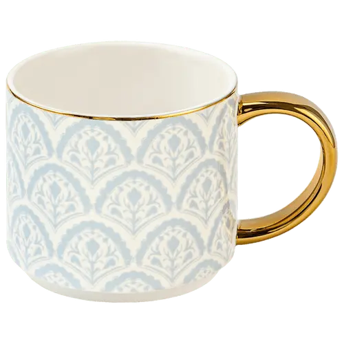 SWEET WATER DECOR Patterned 14 Oz Gold Handle Coffee Mug - Blue Fan
