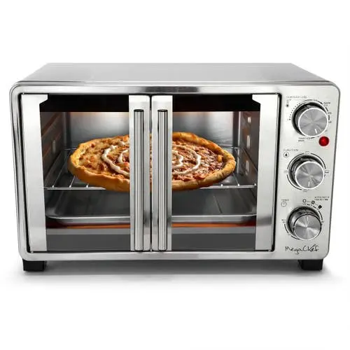 MEGACHEF French Door Multi-function Electric Toaster Oven With Temperature Control And Timer - Grey