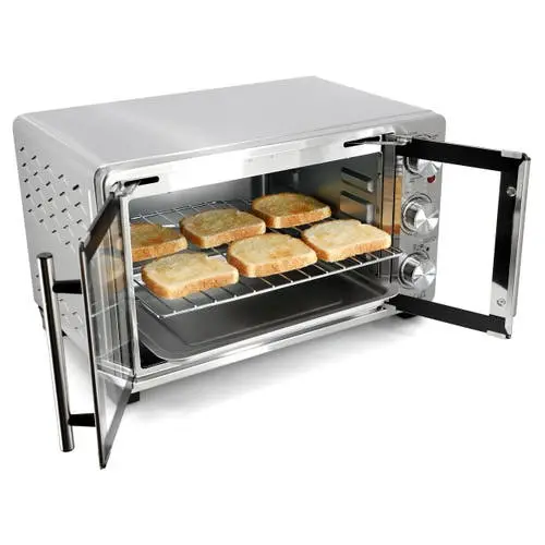 MEGACHEF French Door Multi-function Electric Toaster Oven With Temperature Control And Timer