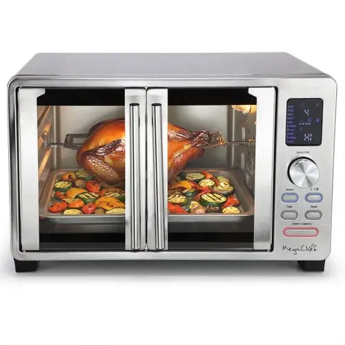MEGACHEF Digital Electric French Door Multi-function Counter Top Oven With Rotisserie Set - Grey