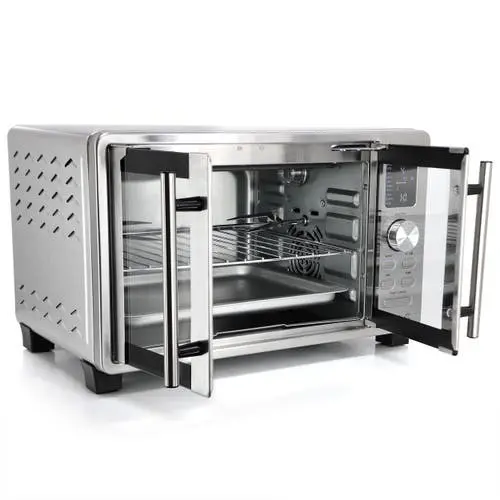 MEGACHEF Digital Electric French Door Multi-function Counter Top Oven With Rotisserie Set