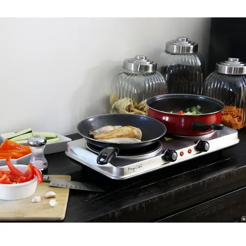 MEGACHEF Electric Portable Dual Burner Cooktop Buffet Range