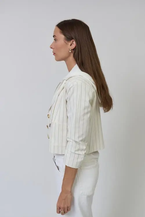 Central Park West Serena Cropped Sleeve Dickey Jacket