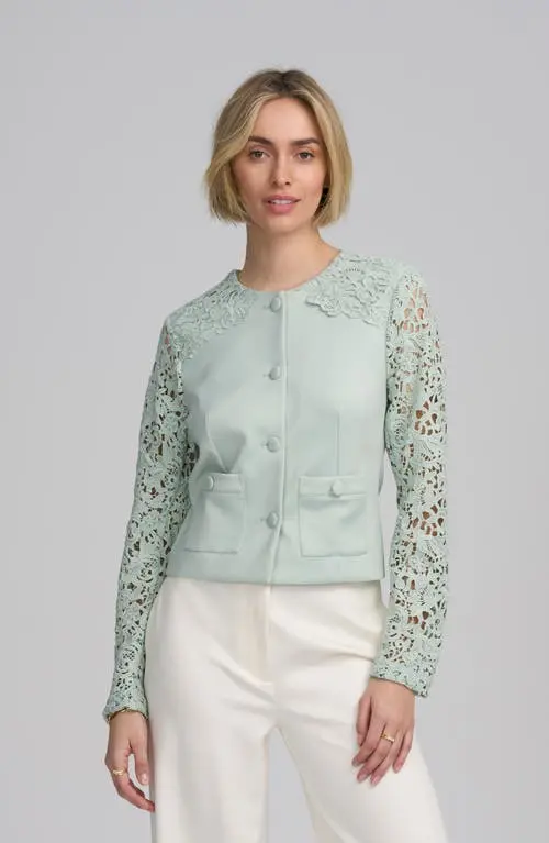 ELLE COLLECTION Lace Satin Jacket - Celadon