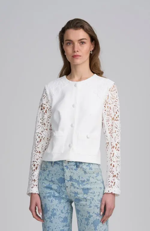 ELLE COLLECTION Lace Satin Jacket - White