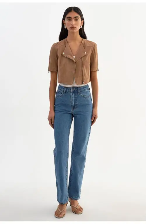 LAMARQUE Kirsi S | Suede Cropped Jacket - Latte