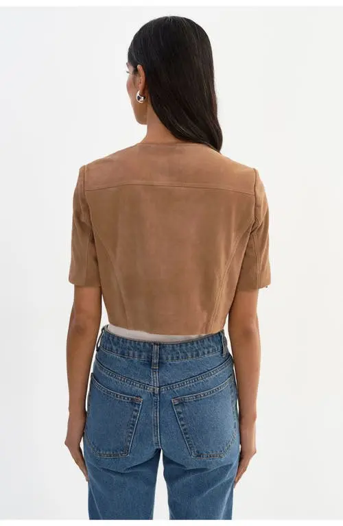LAMARQUE Kirsi S | Suede Cropped Jacket - Latte