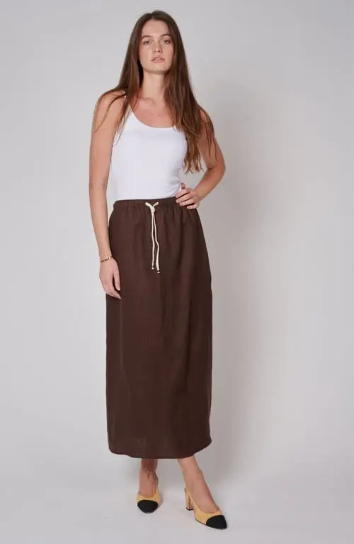 LEISURE LAB Linen Maxi Skirt - Espresso