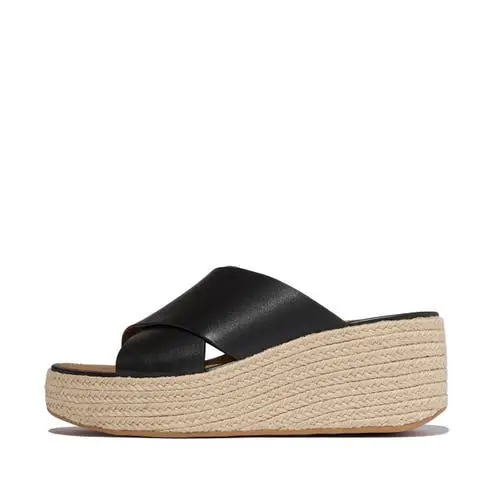 Fitflop Platfforms Espadrille Slides - Black