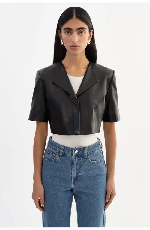 LAMARQUE Aviana | Collarless Leather Jacket - Black