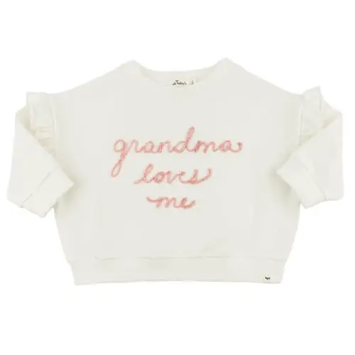 OH BABY! Grandma Loves Me Millie Sweatshirt - Oyster
