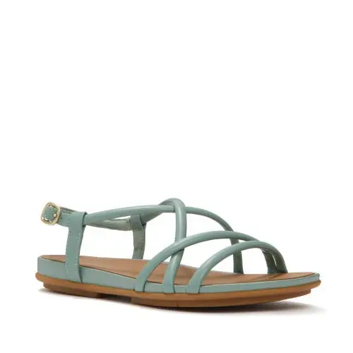Fitflop Gracie Leather Strappy Flat Sandals - Frosted Sage