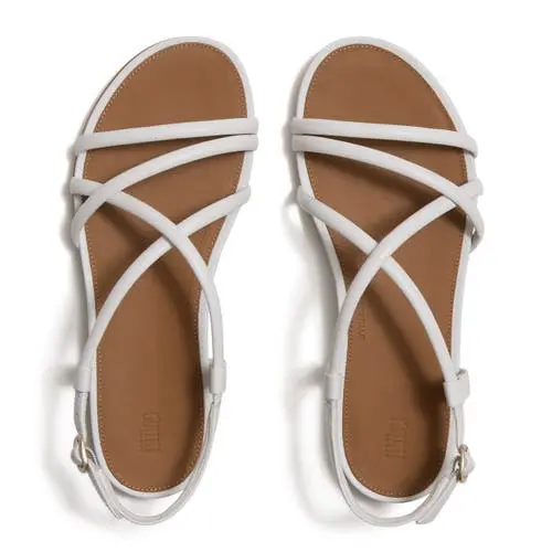 Fitflop Gracie Leather Strappy Flat Sandals - Urban White