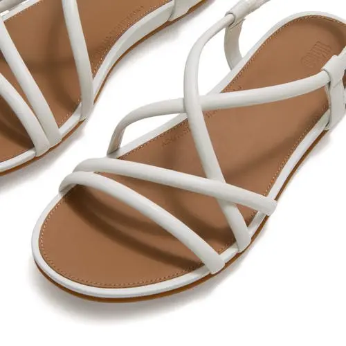 Fitflop Gracie Leather Strappy Flat Sandals - Urban White