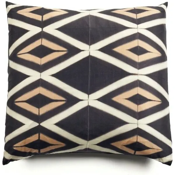STUDIO VARIOUSLY Tisa Handcrafted Shibori Print Mulberry Silk Pillowcover Only - Black