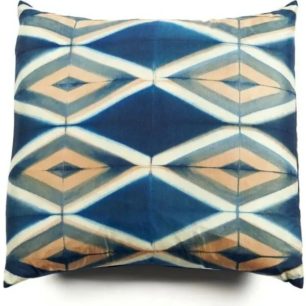 STUDIO VARIOUSLY Tisa Handcrafted Shibori Print Mulberry Silk Pillowcover Only - Black/indigo