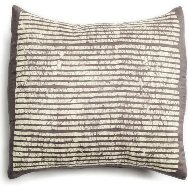 STUDIO VARIOUSLY Maple Black Hand Wax Block Printed Stripes Mulberry Silk Pillowcover Only - Black/maple