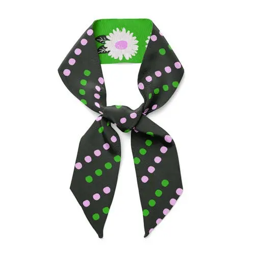 CENTINELLE Flower Twilly Ribbon Scarf - White