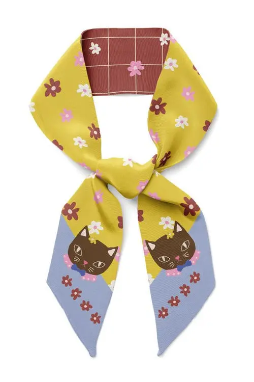 CENTINELLE Chat Au Chocolat Twilly Ribbon Scarf - Multicolor
