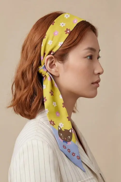 CENTINELLE Chat Au Chocolat Twilly Ribbon Scarf - Multicolor