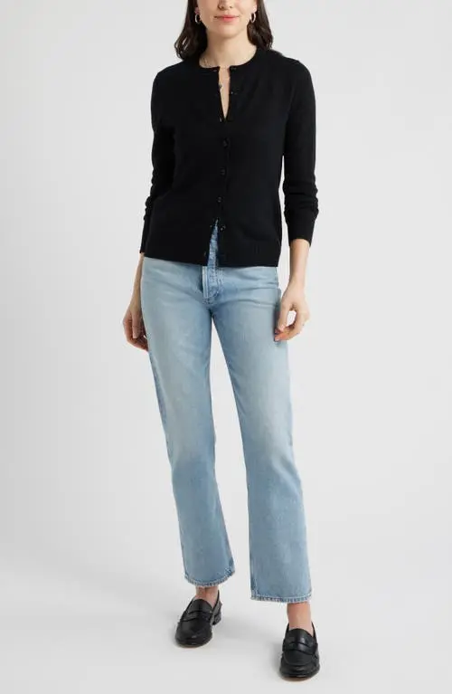 Caslon Merino Wool Blend Cardigan - Black