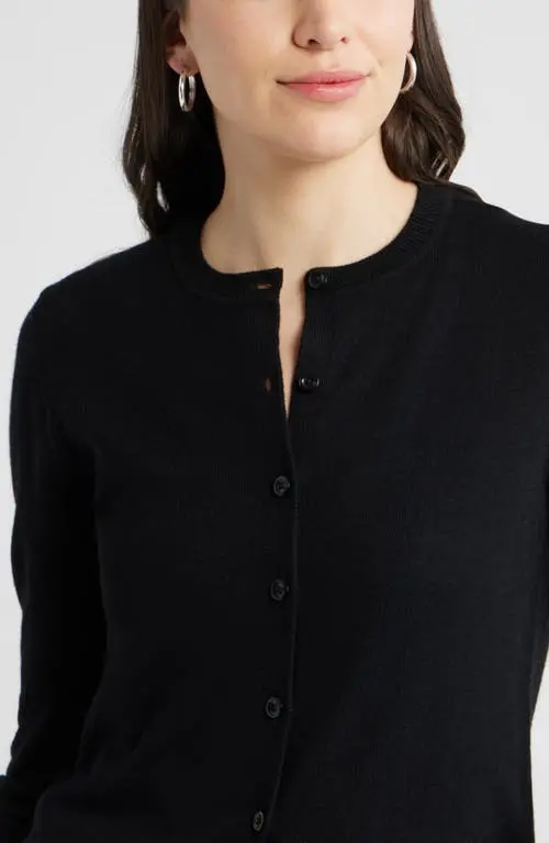 Caslon Merino Wool Blend Cardigan - Black