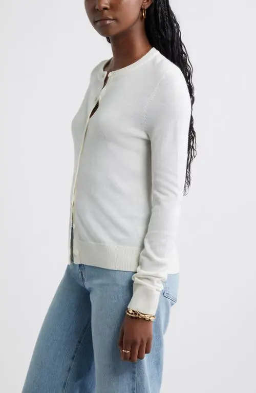 Caslon Merino Wool Blend Cardigan - White