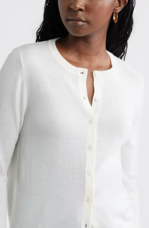 Caslon Merino Wool Blend Cardigan - White