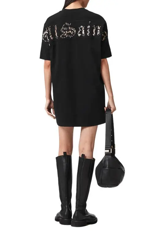 ALLSAINTS Fuse Logo Appliqué Mini T-shirt Dress