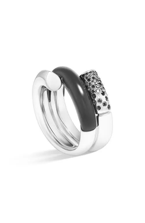 TABAYER Oera Pavé Diamond Wraparound Ring - Black