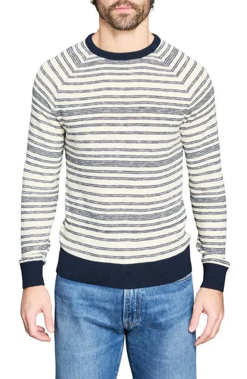 Billy Reid Stripe Crewneck Cotton Sweater - Tinted White/carbon Blue