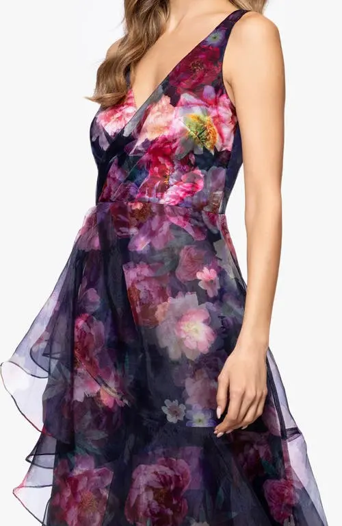Betsy & Adam Floral Organza Gown