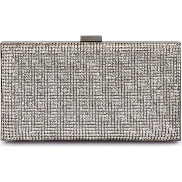OLGA BERG Crystal Embellished Box Clutch - Silver