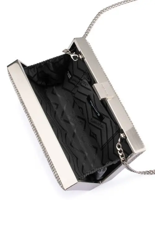 OLGA BERG Crystal Embellished Box Clutch - Silver
