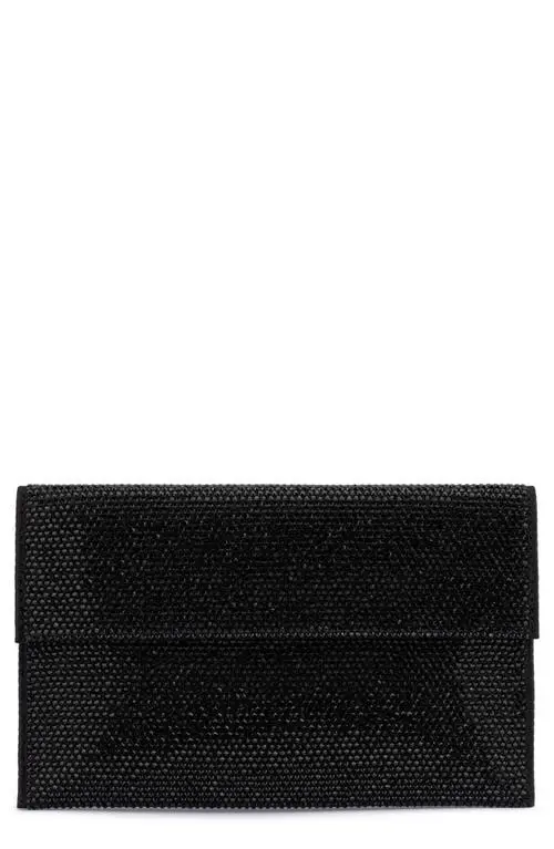 OLGA BERG Cara Crystal Envelope Clutch - Black