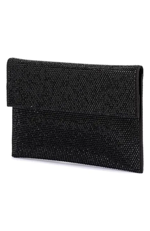 OLGA BERG Cara Crystal Envelope Clutch - Black