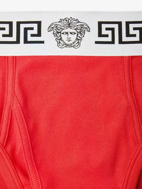 Versace Ribbed Cotton-jersey Briefs - Red