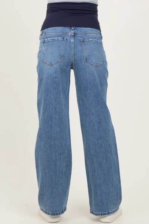 PINKBLUSH Classic Wide Leg Maternity Jeans - Light Blue