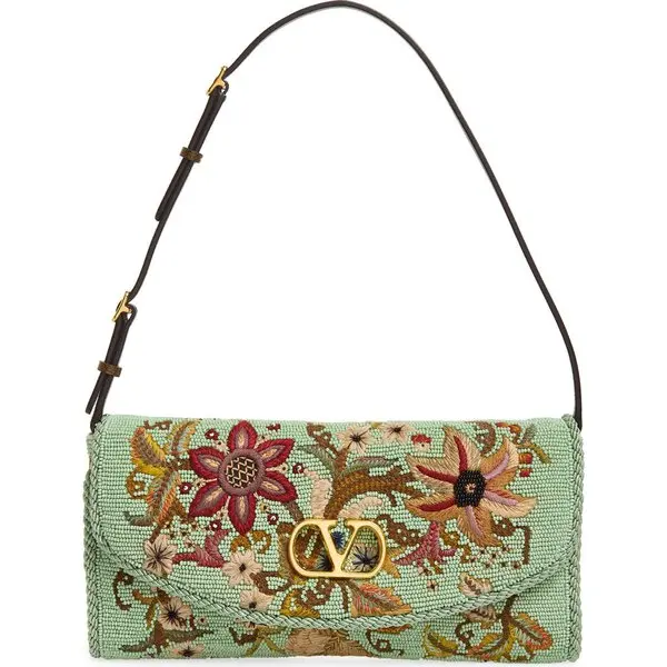 Valentino Garavani Vain Soft Embroidered Top Handle Bag - Multi Green